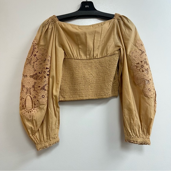 FARM Rio | Tops | Farm Rio Lace Blouse In Dark Sand | Poshmark
